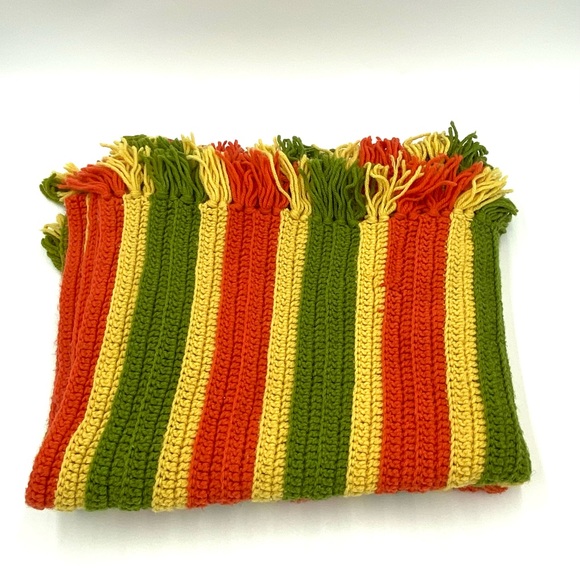 Bedding | Vintage Afghan Crochet Bedding Homemade 63x35 Green Yellow ...